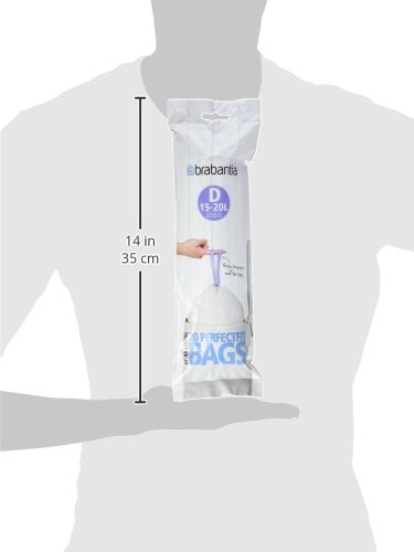 Brabantia Bin Liners, 15-20 L-Size D, 20 Bags, Litre, White