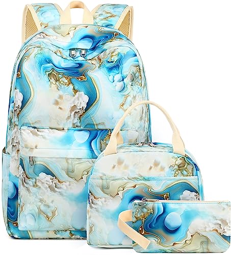 Bluboon Teen Girls School Backpack Kids Bookbag Set with Lunch Box Pencil Case Travel Laptop Backpack Casual Daypacks