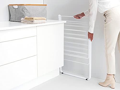 Brabantia HangOn Laundry Drying Rack (20m / Fresh White) Compact, Foldaway, Adjustable Indoor Stainless Steel Clothes Horse