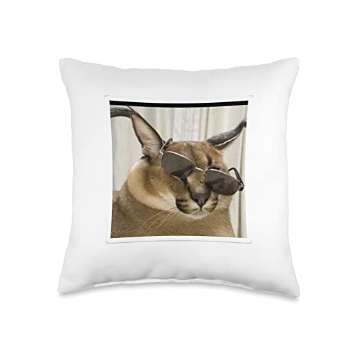 Big Floppa Meme tee for men women kids youth girls Big Floppa Meme Cute AKA Gregory Funny Ears Throw Pillow, 16x16, Multicolor