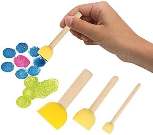 WAFJAMF 30 Pcs Assorted Size Round Sponges Brush Set 4 Sizes DIY Painting Tools- Yellow