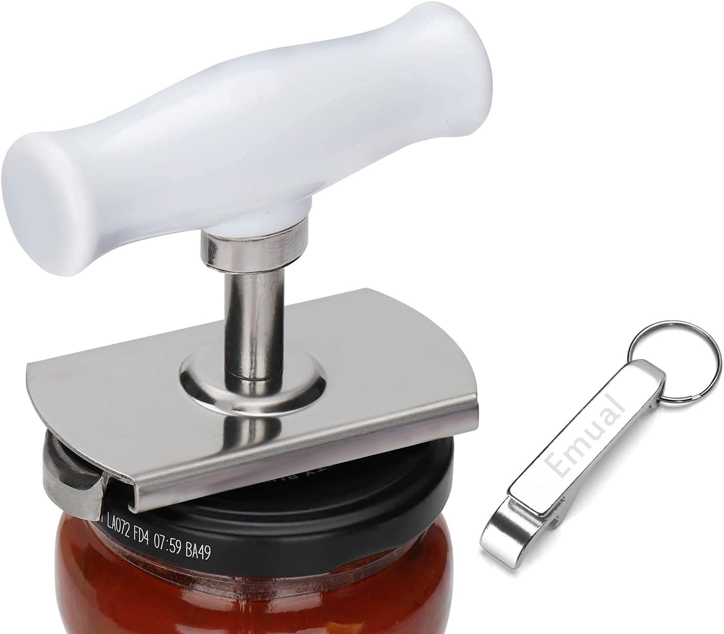 Adjustable jar opener for weak hands Stainless Steel Anti-skid Can Openers Labor-Saving Twist Screw Capping Tool, Fit Seniors, Arthritis, Women, Chilren,Bottle Bottle Opener Keychain Included