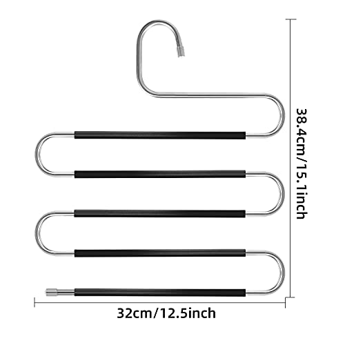 Pants Hangers Space Saving - 4 Pack S-Type Scarf Hanger Jeans Hangers Space Saving Non-Slip S Hangers for Pants