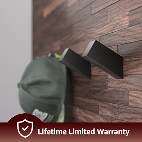 COCOYA 4Pack Metal Wall Hooks, Minimalist Coat Hooks Matte Black Modern Easy Install Wall Mount Heavy Duty Aluminum Slant Simple Mid Century Entryway Bathroom, for Hanging Hat Purses Backpack Towel