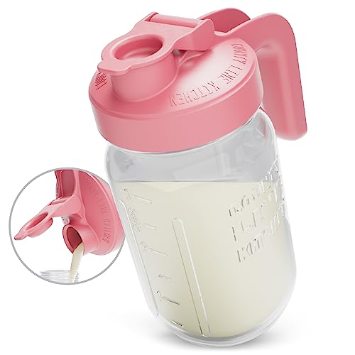 County Line Kitchen Breast Milk Pitcher for Fridge - Wide Mouth, 1 Quart (32 oz) Mason Jar - Heavy Duty Breastmilk Storage Container, Leak Proof, Sturdy - Baby Formula Mixer Pitchers