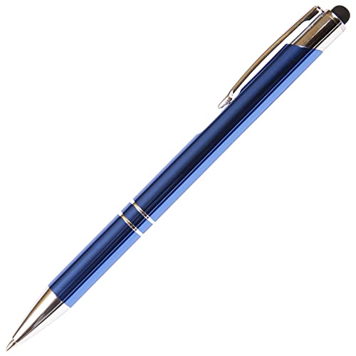 Blue JJ Ballpoint Pen with Stylus - Black Ink Refill, Medium Tip Point