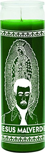 Indio 7 Day Glass Candle Jesus Malverde Green
