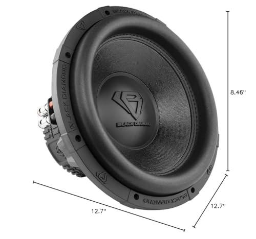 BLACK DIAMOND DIA-T12.4D 12" Car Audio Subwoofer with Aluminum Basket 2000 Watts Dual Voice Coil 4+4 DVC 4 Ohm (1 Speaker)
