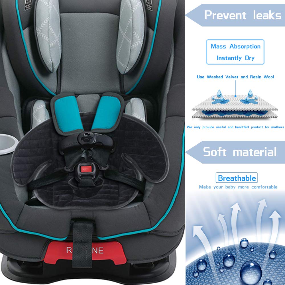 CrazyAnt Piddle Pad Travel Potty Carseat Seat Protectors, Strong Surface Water Absorption Washable Seat Liners with 360 Degree Buckle Hole Protection for Potty Training and Long Car Trips
