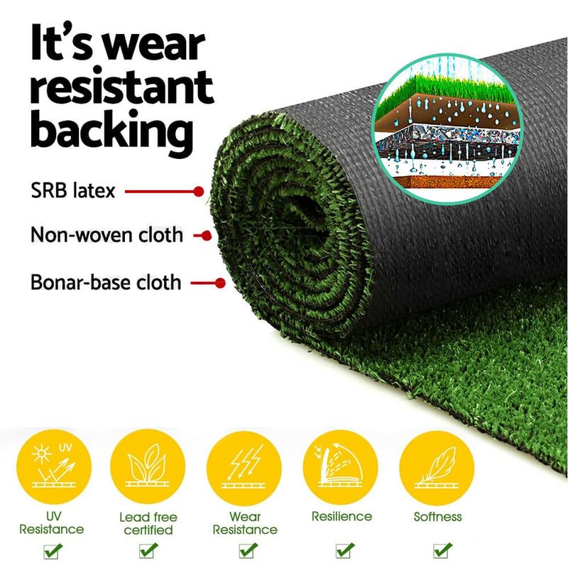 Artificial Grass Turf Indoor Outdoor Rug 5FTX8FT Fake Grass Backdrop Synthetic Lawn Landscape, Faux Turf Mat for Decor, Astroturf for Dogs with Drain Holes