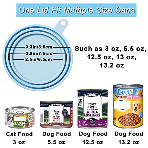 WAFJAMF Silicone Pet Can Covers,Dog Cat Food Can Lids and Spoons,Universal BPA Free,Fit Multiple Sizes Dishwasher Safe-3Pack
