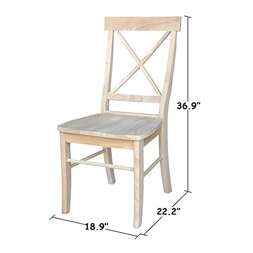 International Concepts Pair of X-Back Dining Chairs, Unfinished Wood