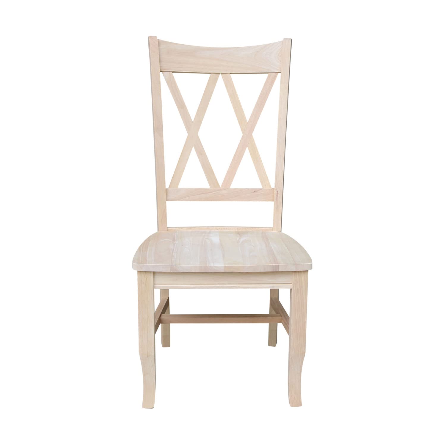 International Concepts Set of Two Double X-Back Dining Chair, 19.9"W x 22"D x 41.3"H, Wood Unfinished