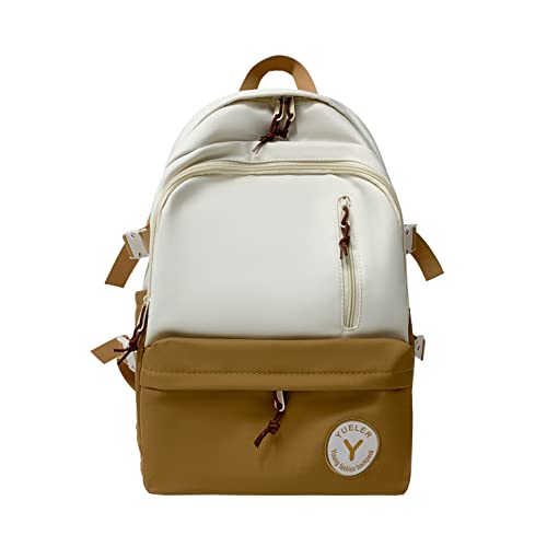BOUTIKOME Classic Basic Black Backpack For Women Waterproof Lightweight Aesthetic Casual Travel Daypack(Khaki,One Size)