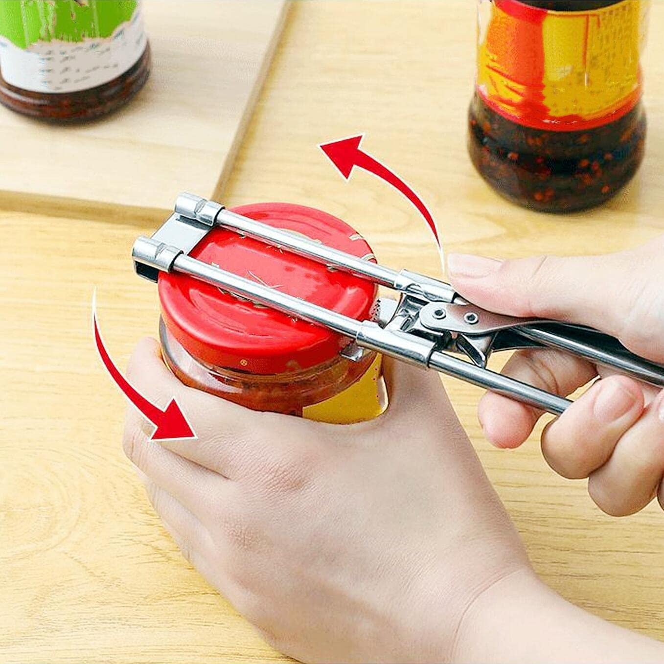 Adjustable Stainless Steel Can Opener - Jar Opener for Weak Hands, Jar Gripper Tight Lid Opener - Small But Powerful - Easy Jar Opener for the Elderly and Children - for Most Sizes (Classic)