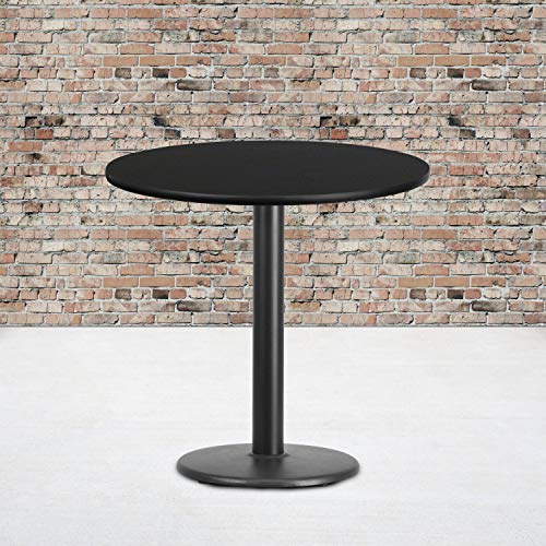 Flash Furniture 30'' Round Black Laminate Table Top with 18'' Round Table Height Base