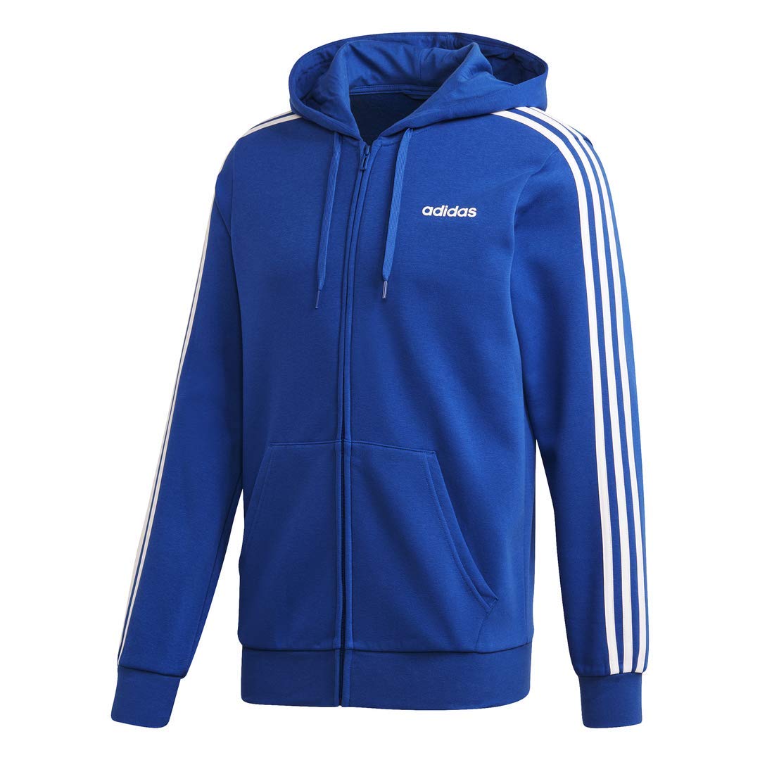 adidas Male Essentials 3-Stripes Full-Zip Fleece, Team Royal Blue/White , M