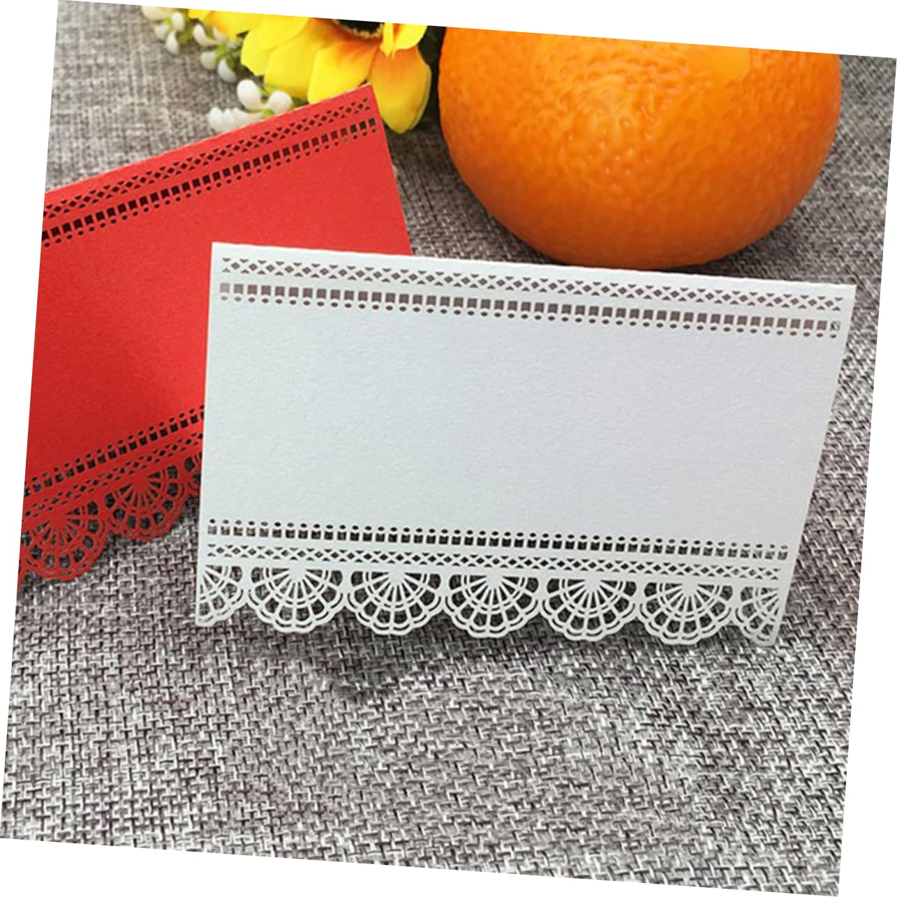 MERRYHAPY 50pcs Table Tent Cards Blank Cards Hollow Out Wedding Invitation Wedding Table Name Party Place Name Greetings Place Cards Table Place Pretty White Reception Table