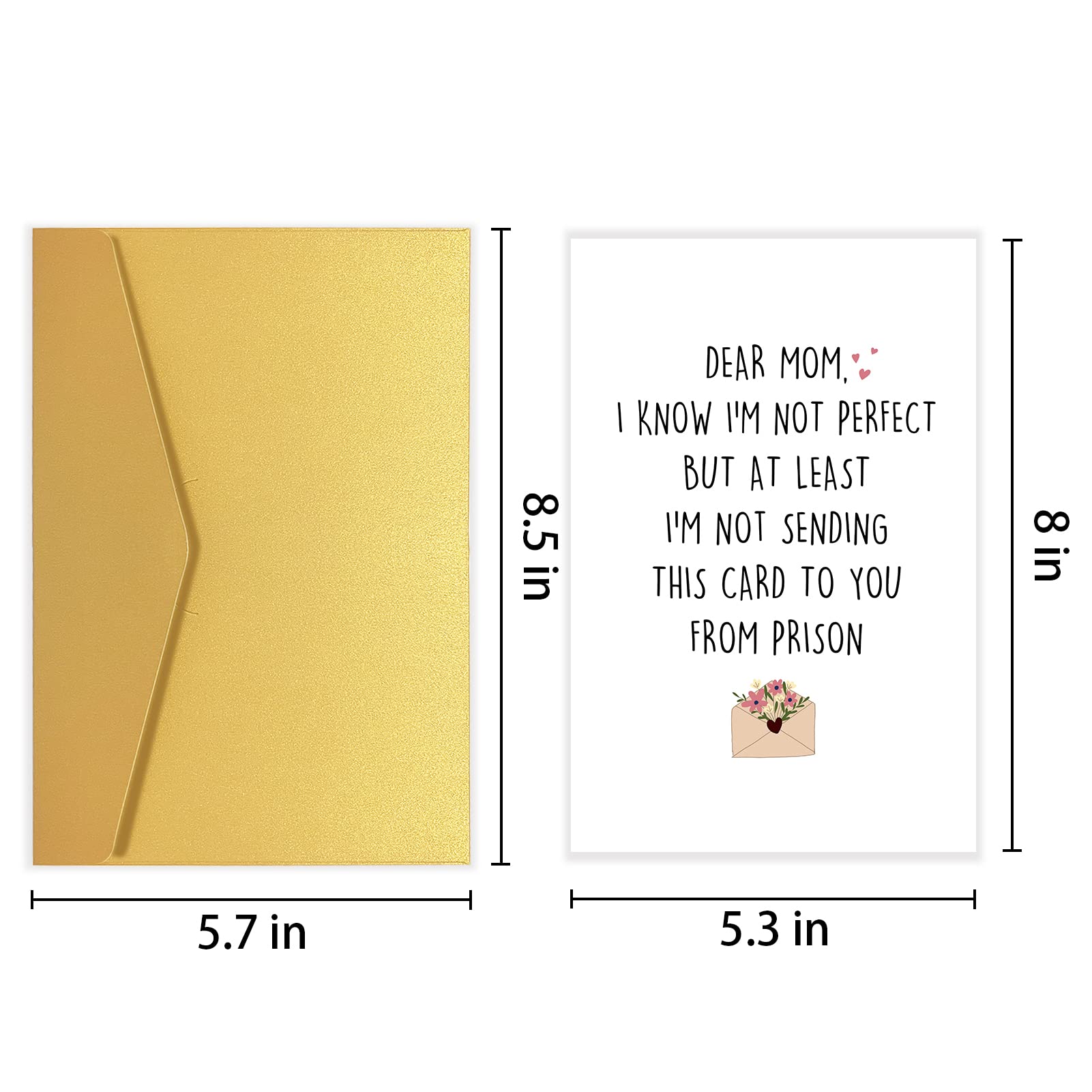 Funny Mothers Day Card from Daughter Son, Humorous Birthday Card Gift for Mom, At Least Not From Prison