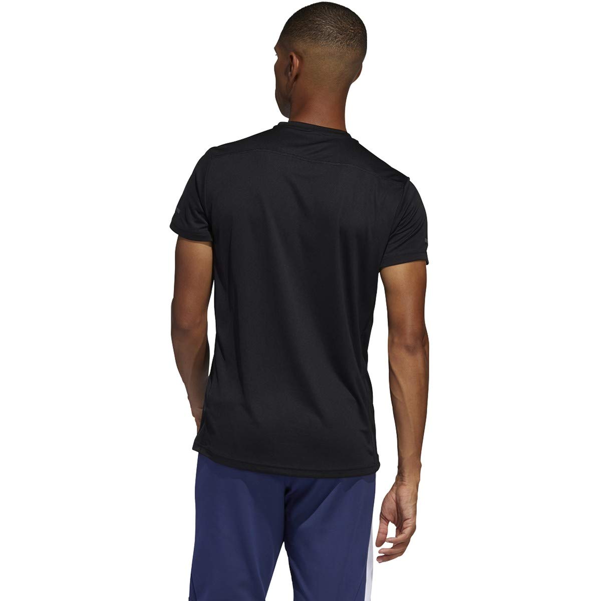 adidas Male Run It 3-Stripes Tee , Black/White , S