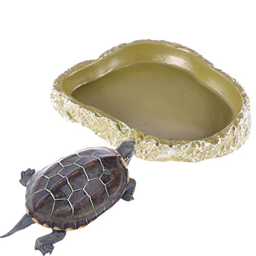 POPETPOP 2 Pack Reptile Bowl - Reptile Water Dish,Reptile Food and Water Dish for Snake Frogs Gecko Tortoise Resin Terrarium Feeding Tray Bearded Dragon Accessories