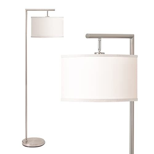 addlon Montage Modern Floor Lamp for Living Room Lighting - Bedroom & Nursery Standing Accent Lamp, Mid Century, 5' Tall Pole Light Overhangs Lamp, with LED Bulb - Nickle