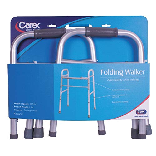 Carex Lightweight Folding Walker for Seniors, Adult Walker, Portable Medical Walker with Adjustable Height, 30-37 Inches, Senior Walker and Walker for Adults, Foldable