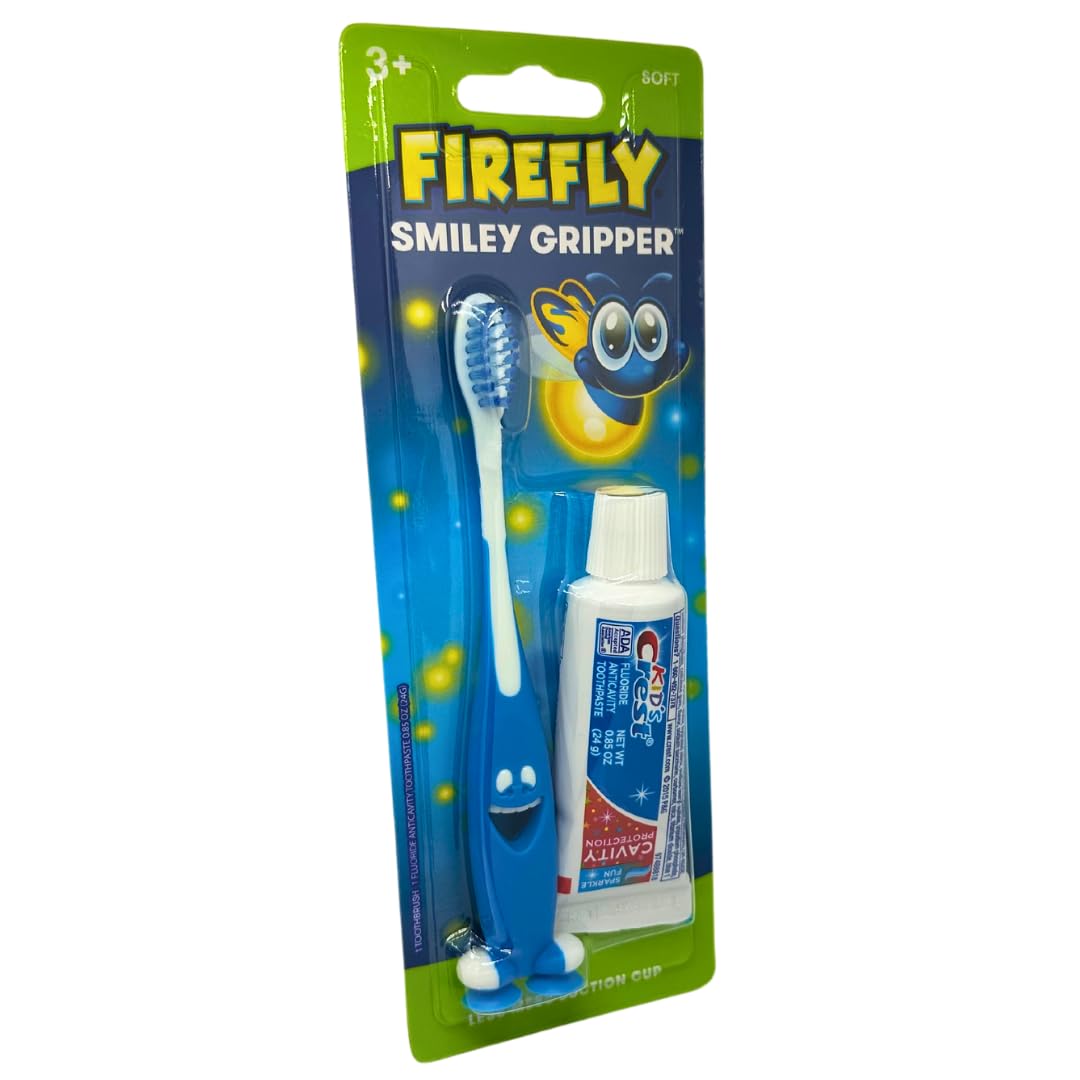 Dr. Fresh Dr. Fresh Smiley Gripper Toothbrush with Kid's Crest Toothpaste -1 set (Color Varies)