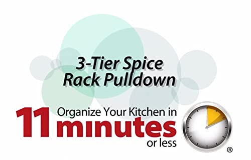 Hardware Resources 3-Tier Pull Down Spice Rack - Chrome-Finished Steel Retractable Organizer for Spice Bottles & Seasoning Jars - Easy to Install, Screws Included - Fits 15β Opening Wall Cabinet