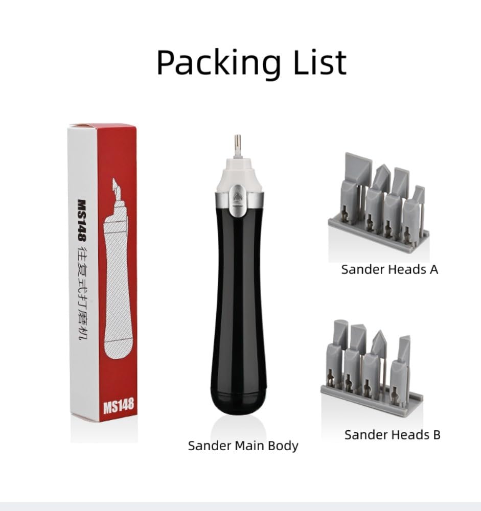 ANSAI Electric Reciprocating Sander, With 8pcs 3D Print ABS Head For Hobbies,Art,Miniature,figure polishing,sanding
