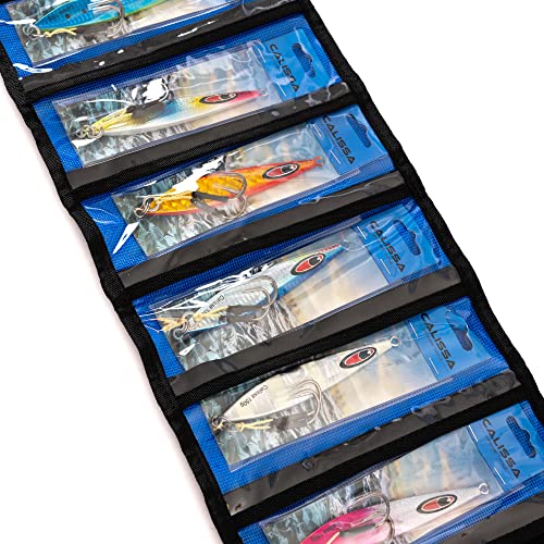 Calissa Offshore Tackle Flat Side Slow Pitch Jig - 80g 150g 250g 300LBS Assist Hooks 3/0 Butterfly - Vertical Jig Speed Lure Slow Pitch Flat (80g - 6 Pack)