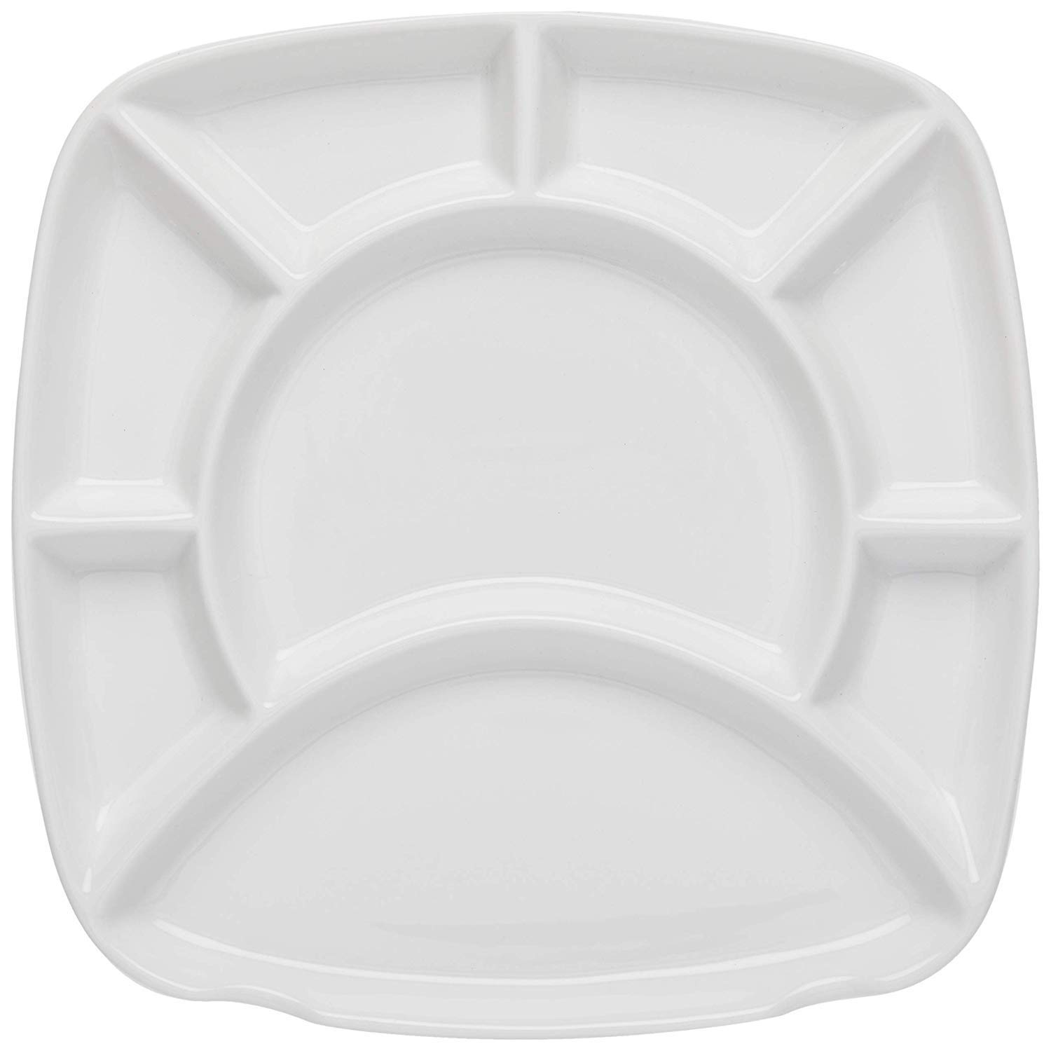 MyCuisina Divided Fondue Plates, White Stoneware Set of 4, 8 Sections – Gift Boxed