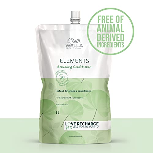 Wella Professionals Elements Gentle Renewing Conditioner| Gentle, Silicone-Free| Instant Detangling Conditioner| 1 Liter Pouch | 33.8 Fl Oz