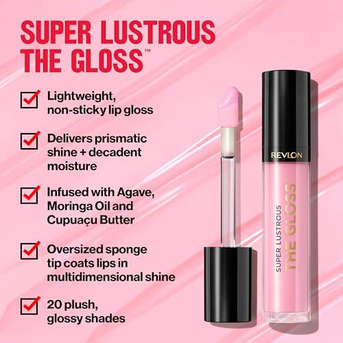 Revlon Super Lustrous Lip Gloss, Non-Sticky, Hydrating, High Shine Finish, 275 Dusk Darling, 0.13 oz