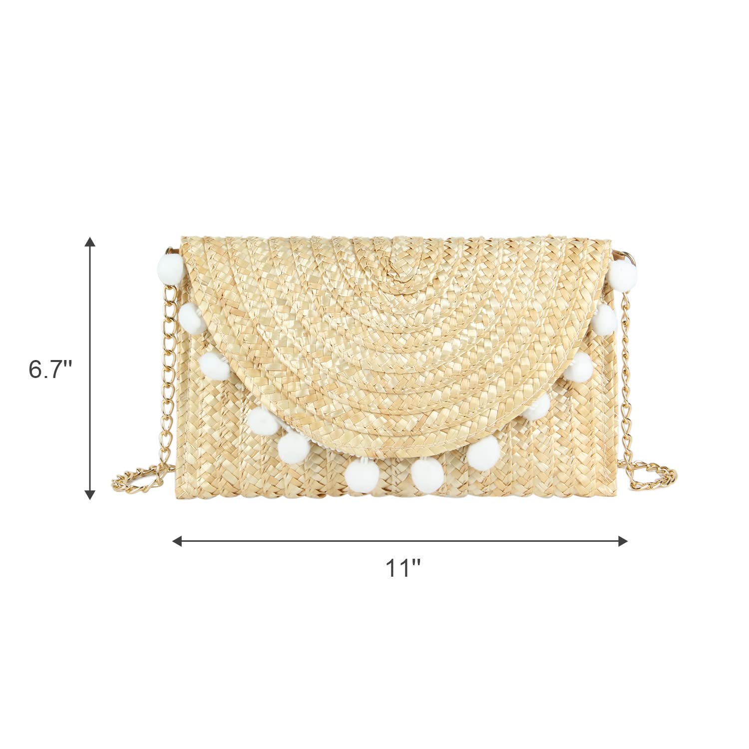 Freie Liebe Straw Crossbody Purse for Women Summer Beach Handmade Shoulder Bag Casual Envelope Woven Handbags
