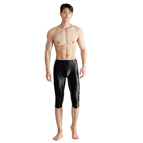 AMORESY ares Men's Fitness Capris Shiny Breathable Running Compression (as1, Alpha, 3X_l, Regular, Regular, Black, XXXL)