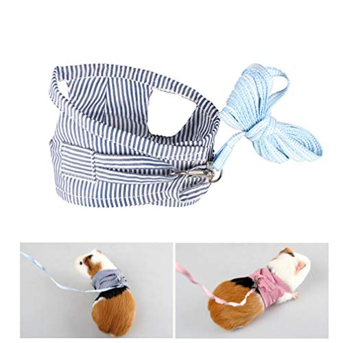 POPETPOP Ferret Harness - Small Animals Outdoor Walking Vest Harness with Lead Leash Set Rabbit Hedgehog Ferret Guinea Pigs Piggies Squirrel Kitten Puppy Comfort Clothes - Blue Small