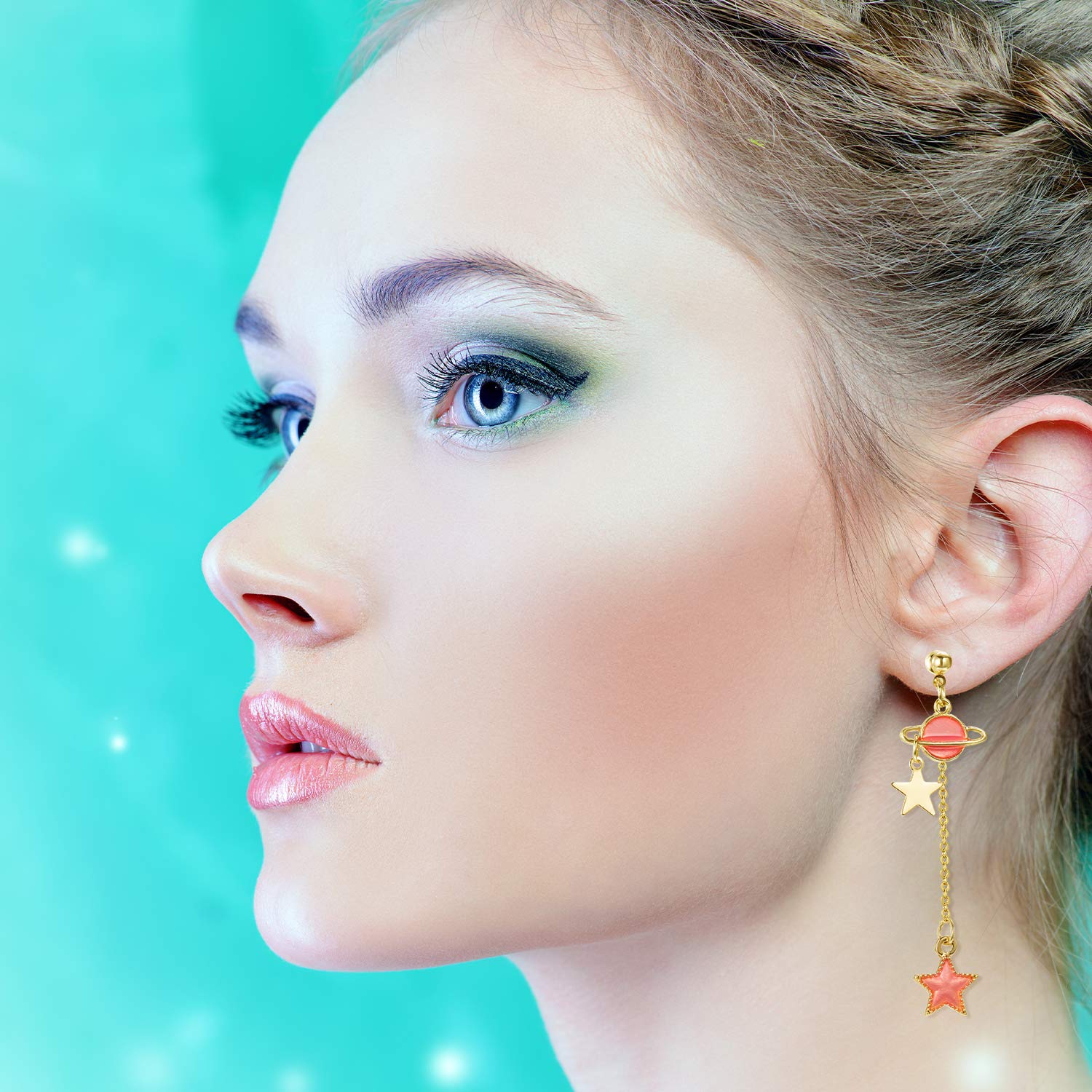 9 Pairs Star Moon Earrings for Women Earth Moon Earrings Dangle Planet Sun Moon Earrings Asymmetric Bohemia Moon Earrings