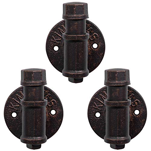 MyGift Industrial Rustic Copper-Tone Metal Coat Hooks Wall Mounted Hangers for Coats, Hats, Handbags, Set of 3