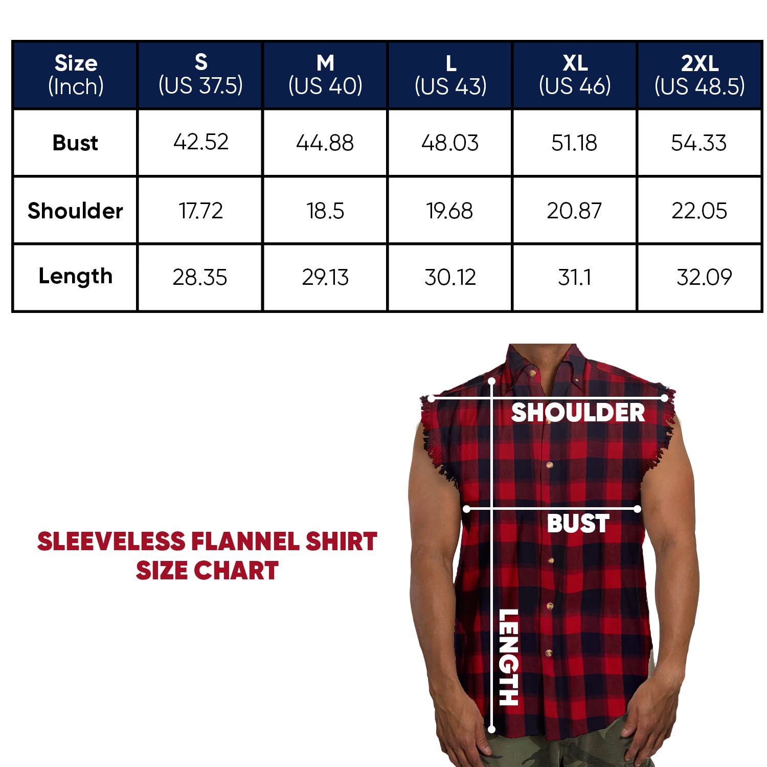 Aligro - Red Sleeveless Flannel Plaid Shirts for Men Casual Button Down Cowboy Vest Shirts (Size M)