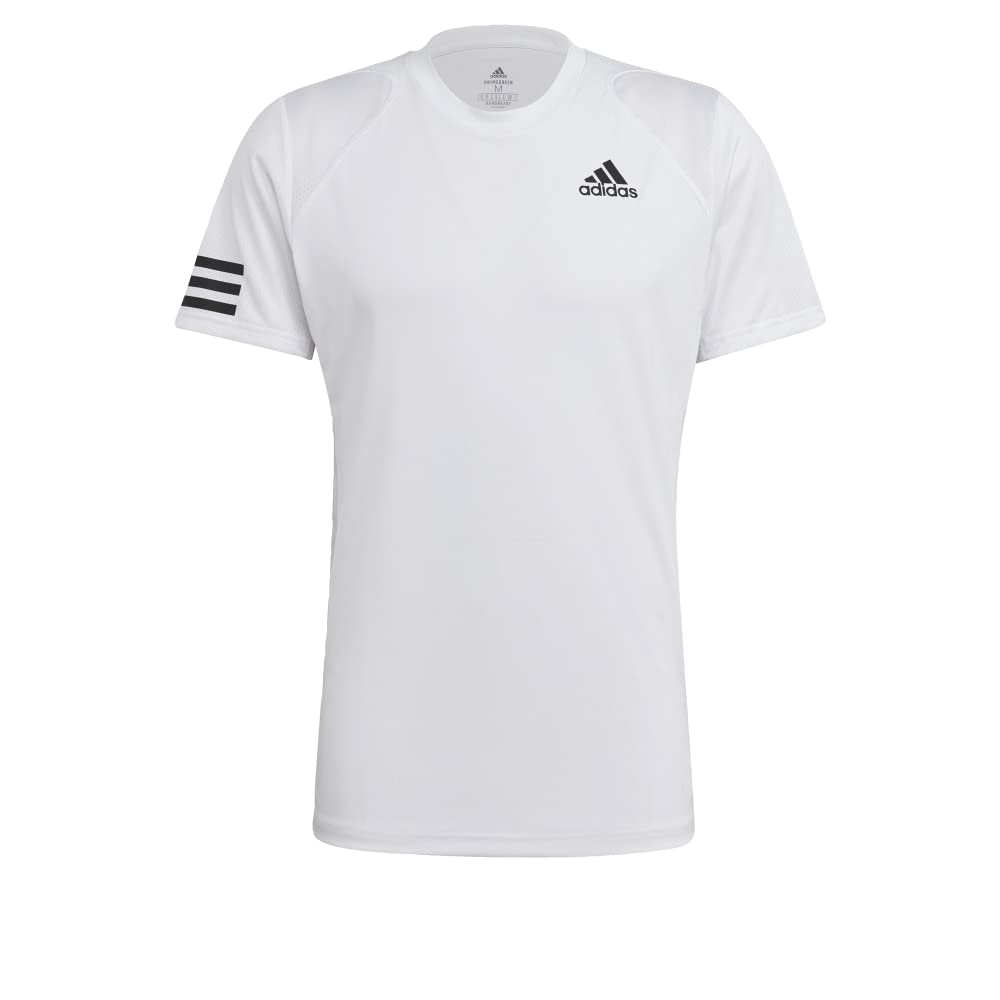 adidas Men's Club Tennis 3-Stripes Tee, White/Black, Large