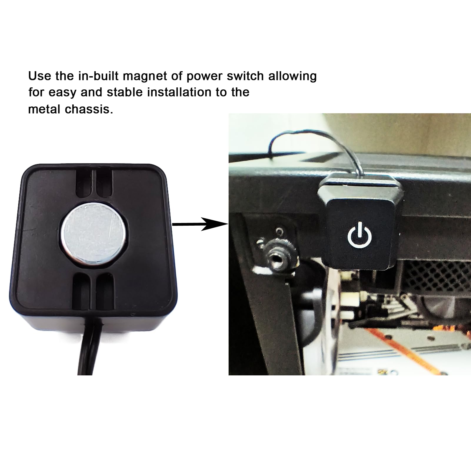 airgoo Desktop Computer Power Switch with Magnet, Wall PC NAS Arcade Cabinet Power Supply Control Adapter Cable 2M/6.6FT, External PC On Off Power Button, 2.54mm Header GPIO Button for Raspberry Pi
