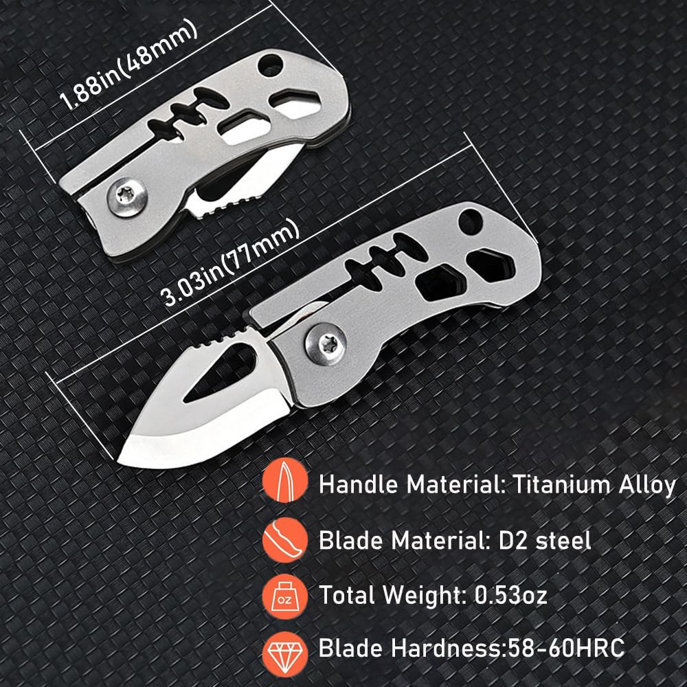 Berallo Small Pocket Knife for Men, Cool Keychain Knife Box Cutter Folding EDC Gadgets for Everyday Carry, Best for Package Opening, Rope Cutting, Wood Carving, and Crafts Processing (Silver)