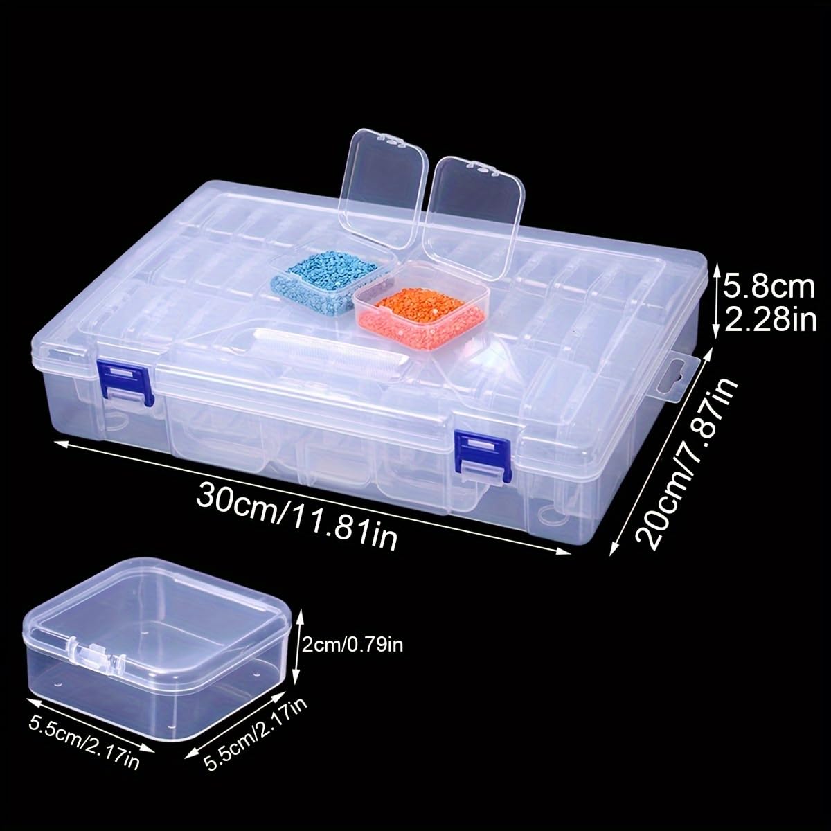 42pcs small clear plastic bead storage container boxes, mini container boxes, small containers with lids, for storing small items, handicrafts, nail art, jewelry, hardware, diamond paintings