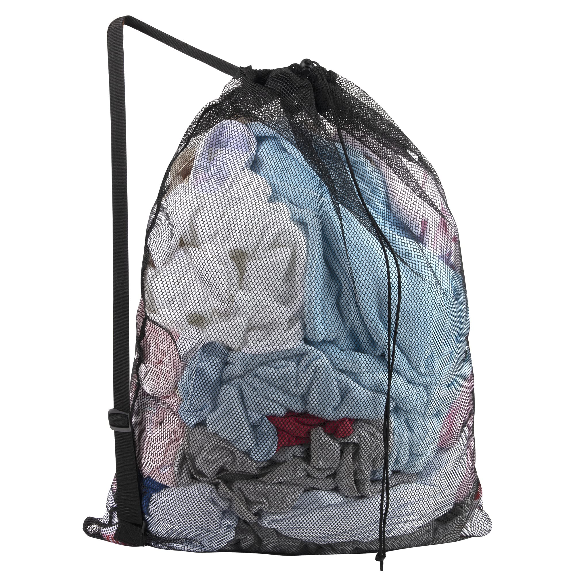 Mesh Laundry Backpack Bag Heavy Duty Extra Large Laundry Backpack with Strap for College Dorm, Travel, Apartment