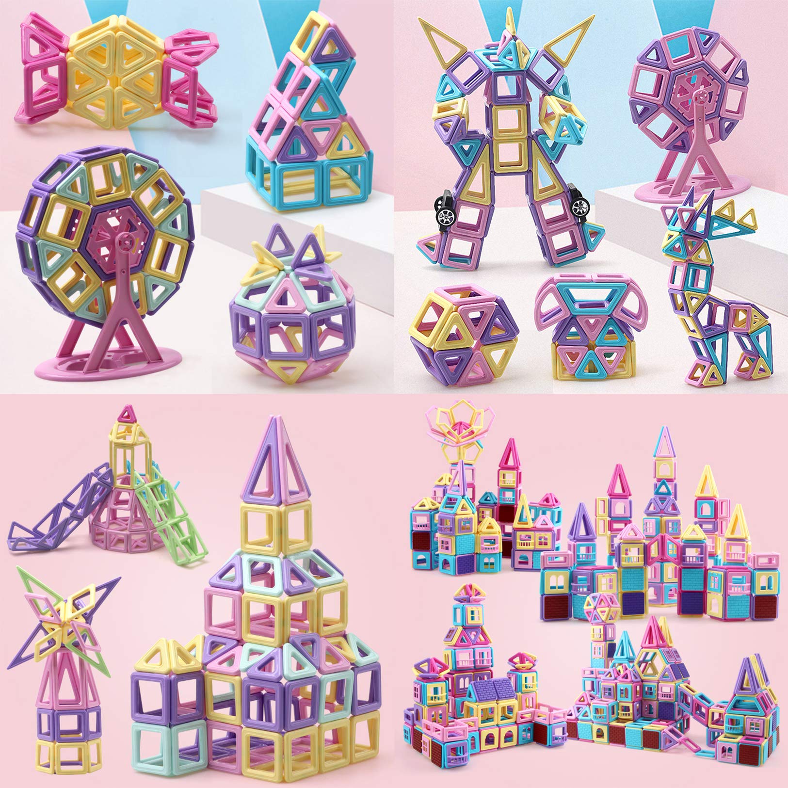 ASOK Magnetic Blocks Magnetic Tiles 133pcs 3D Castle Educational Learning and Development Toys for 3 4 5 6 7 8 9 Years Old Boys Girls Kids 133pcs