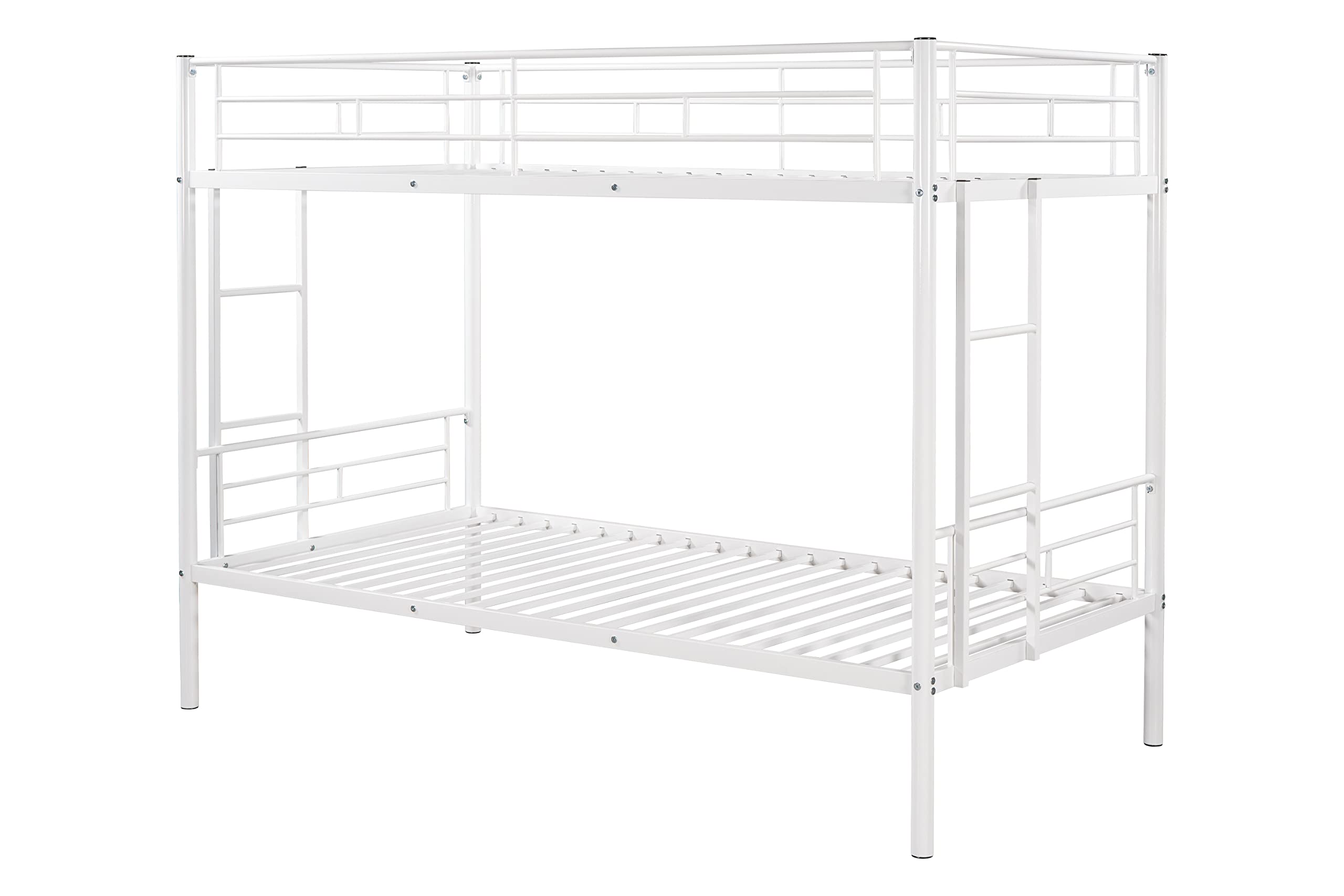MWrouqfur Twin Over Metal Bunk Bed,Sturdy Heavy Duty Beds with 2 Side Ladders,Space Saving,No Noise,No Box Spring Needed,for Boys Girls Teens Adults