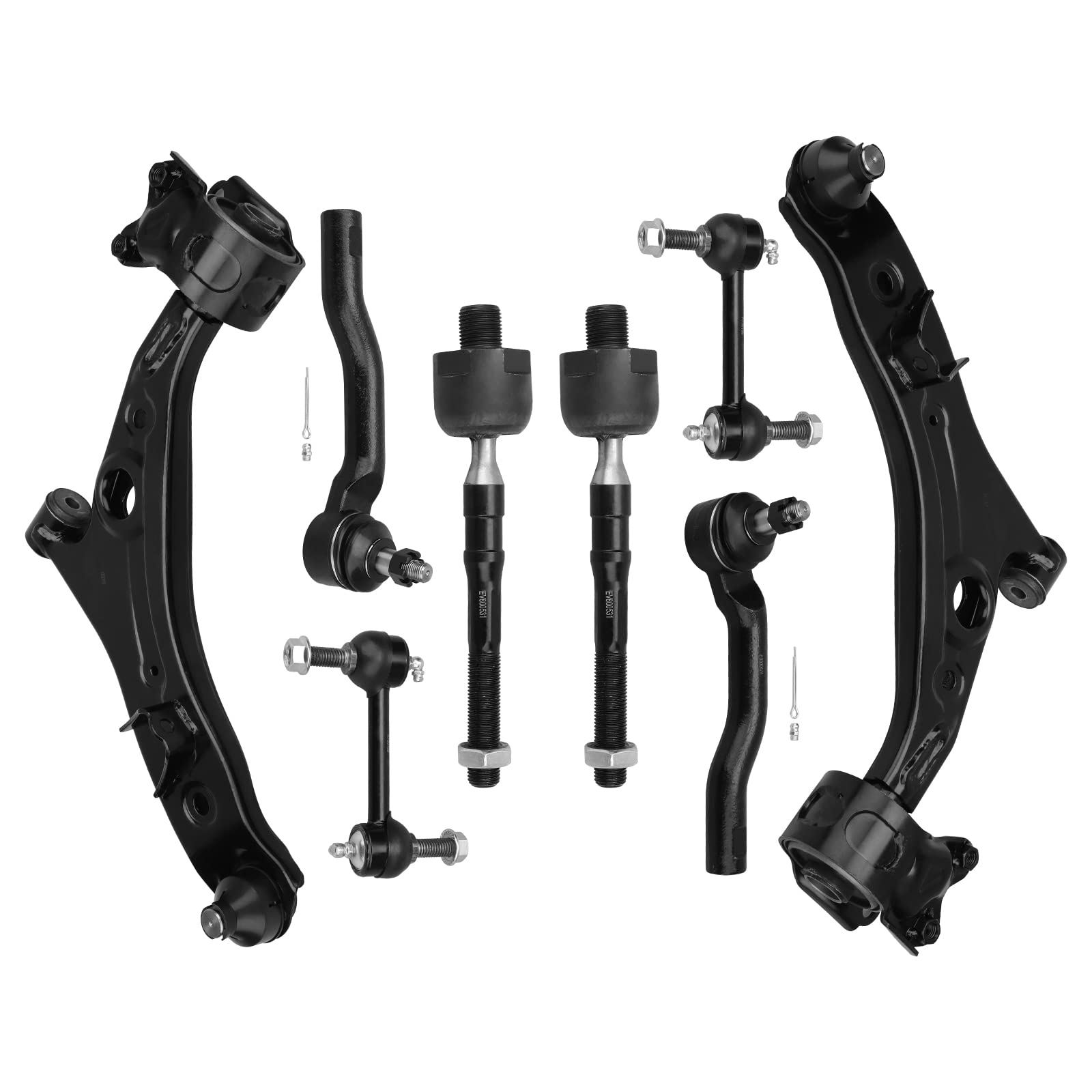 Front Suspension Kit for Ford Edge for Lincoln MKX 2007 2008 2009 2010 2011 2012 2013 2014 Lower Control Arms w/Ball Joints + Sway Bar Links + Inner and Outer Tie Rod End Links