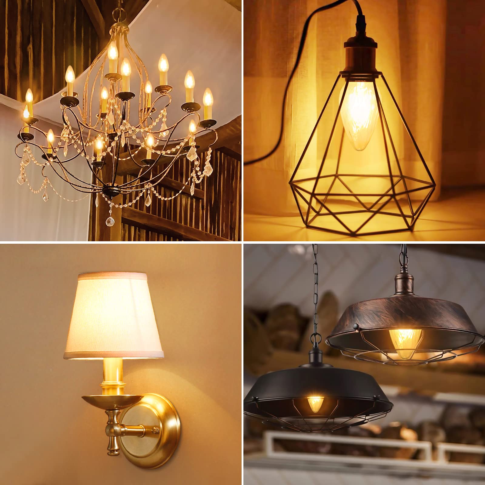 ROMANJOY F15 4W LED Light Bulbs, LED Porch Light Bulbs, E26 Medium Base, Dimmable 2700K Warm White LED Post Bulb 40w Equivalent, Outdoor Decorative Chandelier Lantern Lamp, 4-Pack…