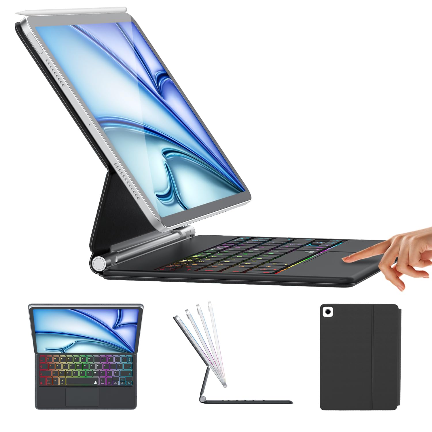 ALIWLHOF for iPad Air 11 inch Case with Keyboard(M2) 2024& iPad Pro 11 inch (1st/2nd/3rd/4th Generation)，Magic-Style Magnetic Keyboard Case with Multi-Touch Trackpad Keyboard Case for iPad